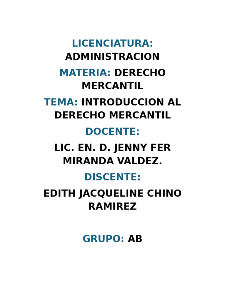 Introduccion Al Derecho Mercantil | PDF