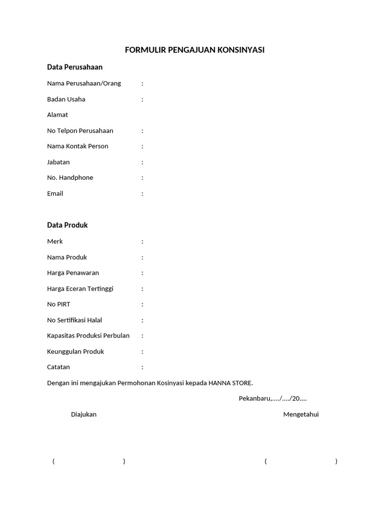 Formulir Pengajuan Konsinyasi | PDF