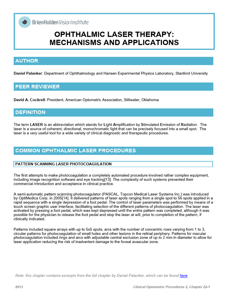 22 Ophthalmic Laser Therapy | PDF