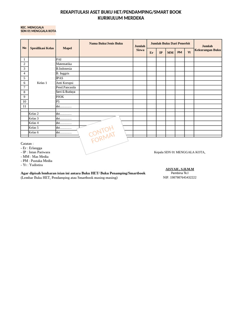 Format Buku Sekolah | PDF
