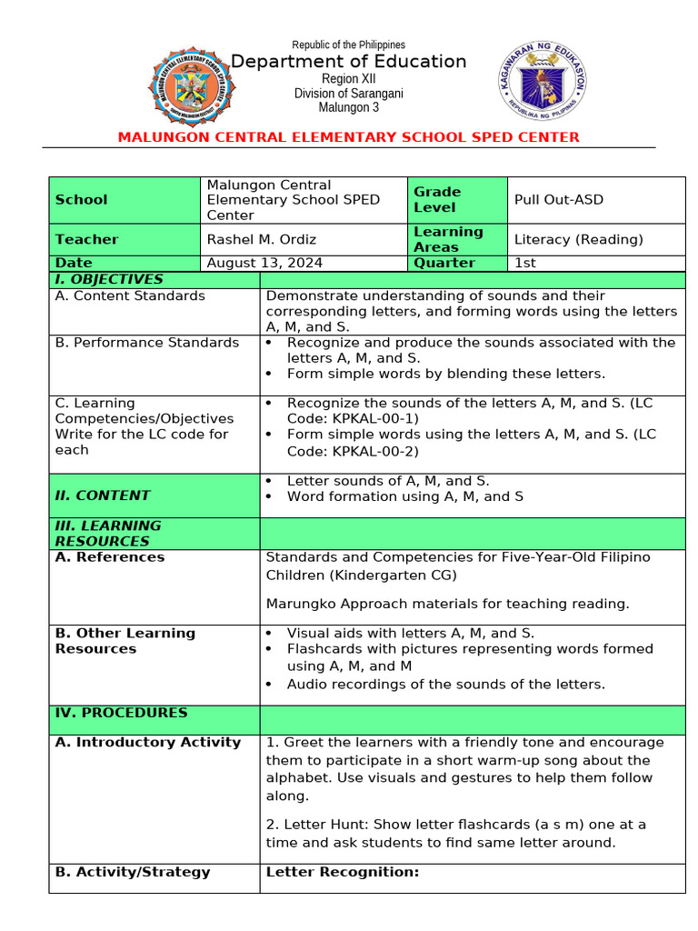 Lesson Plan 1st Quarter | PDF