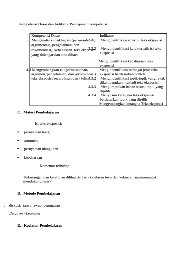 Contoh Format RPP Revisi 2018 | PDF
