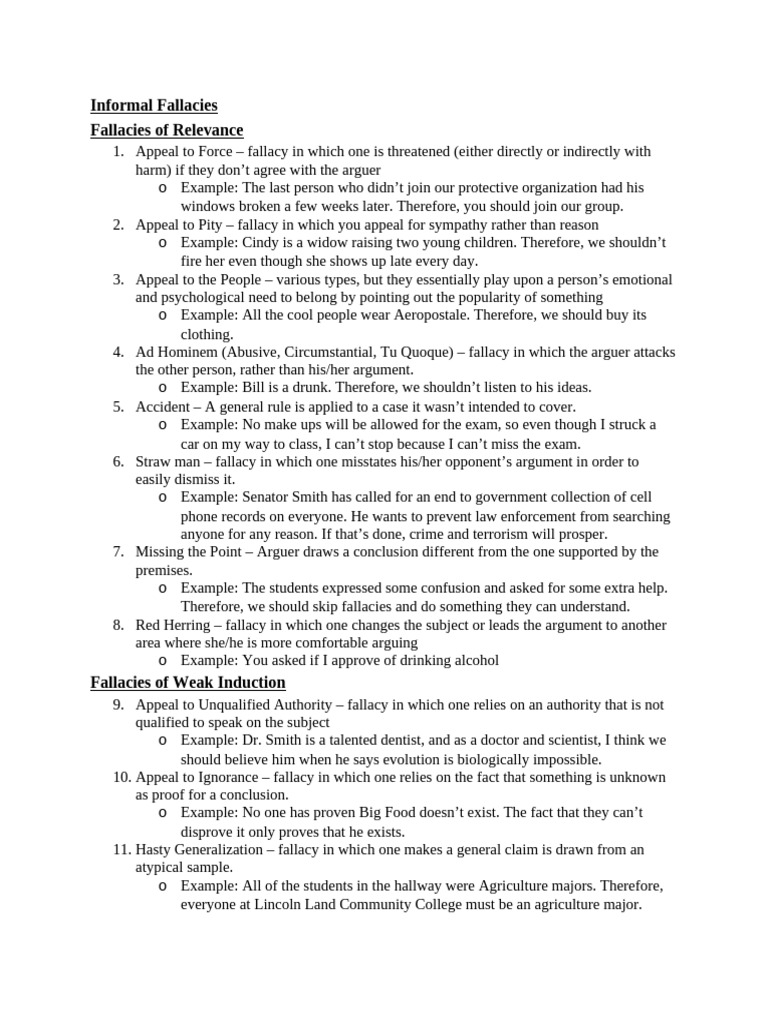 Fallacies Cheat Sheet | PDF