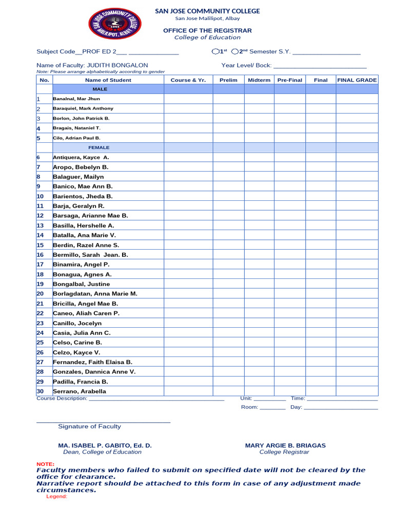 Grading Sheet | PDF