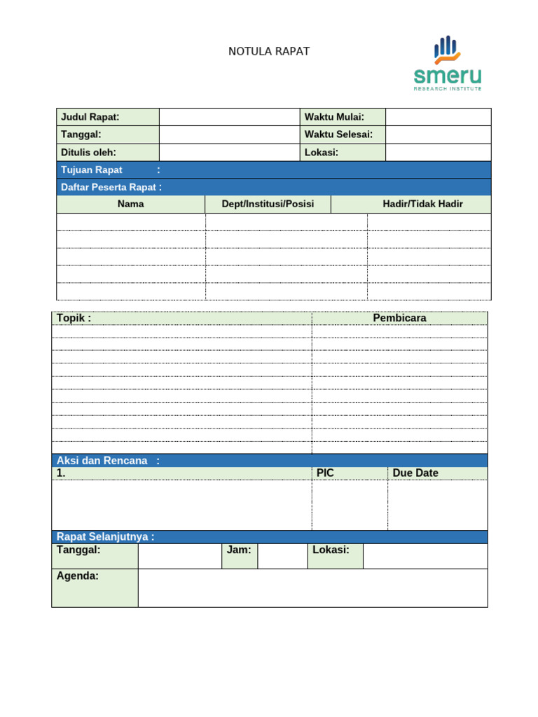 Template Notula Rapat | PDF