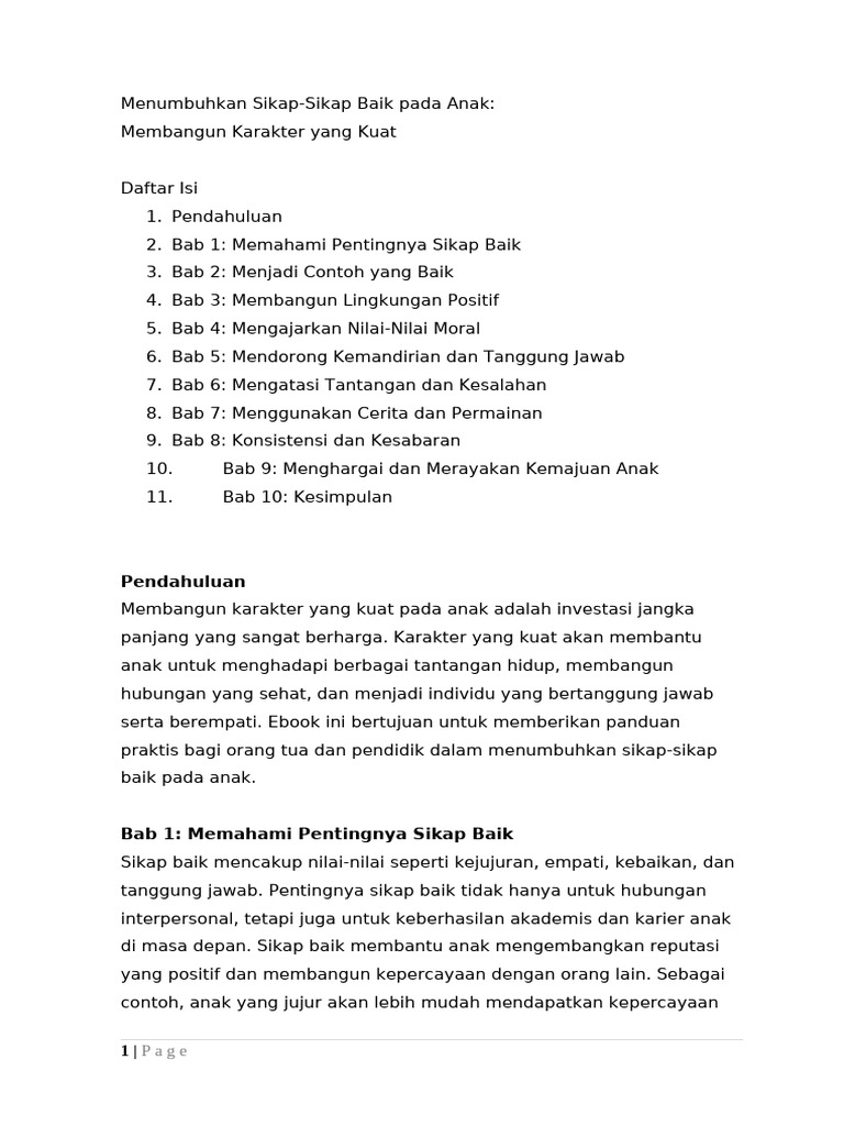 Menumbuhkan Sikap-Sikap Baik Pada Anak | PDF