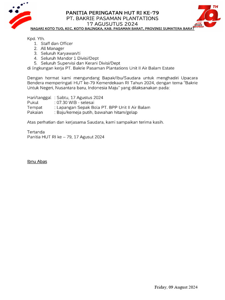 Contoh Undangan 17an | PDF