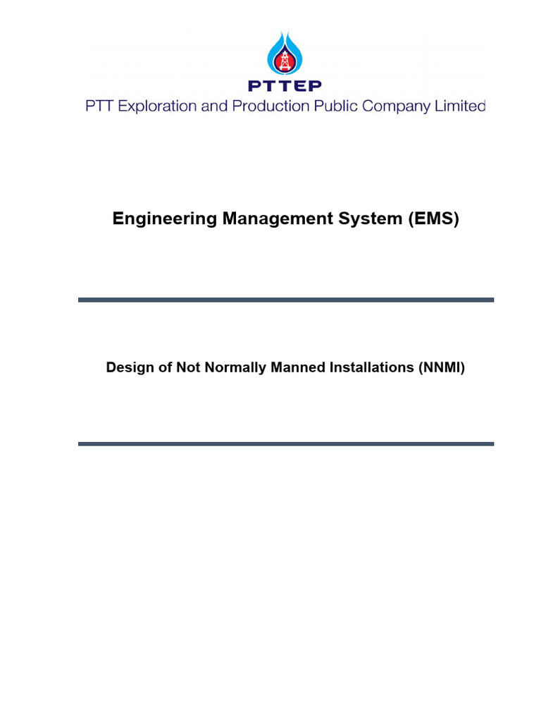 PTTEP Design of Not Normally Manned Installations Unmanned | PDF