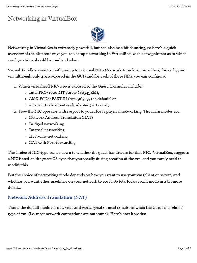 Networking in VirtualBox | PDF