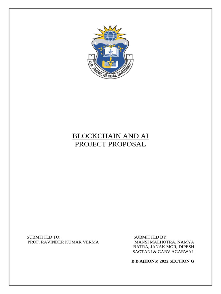 Project Proposal For AI and Blockchain | PDF