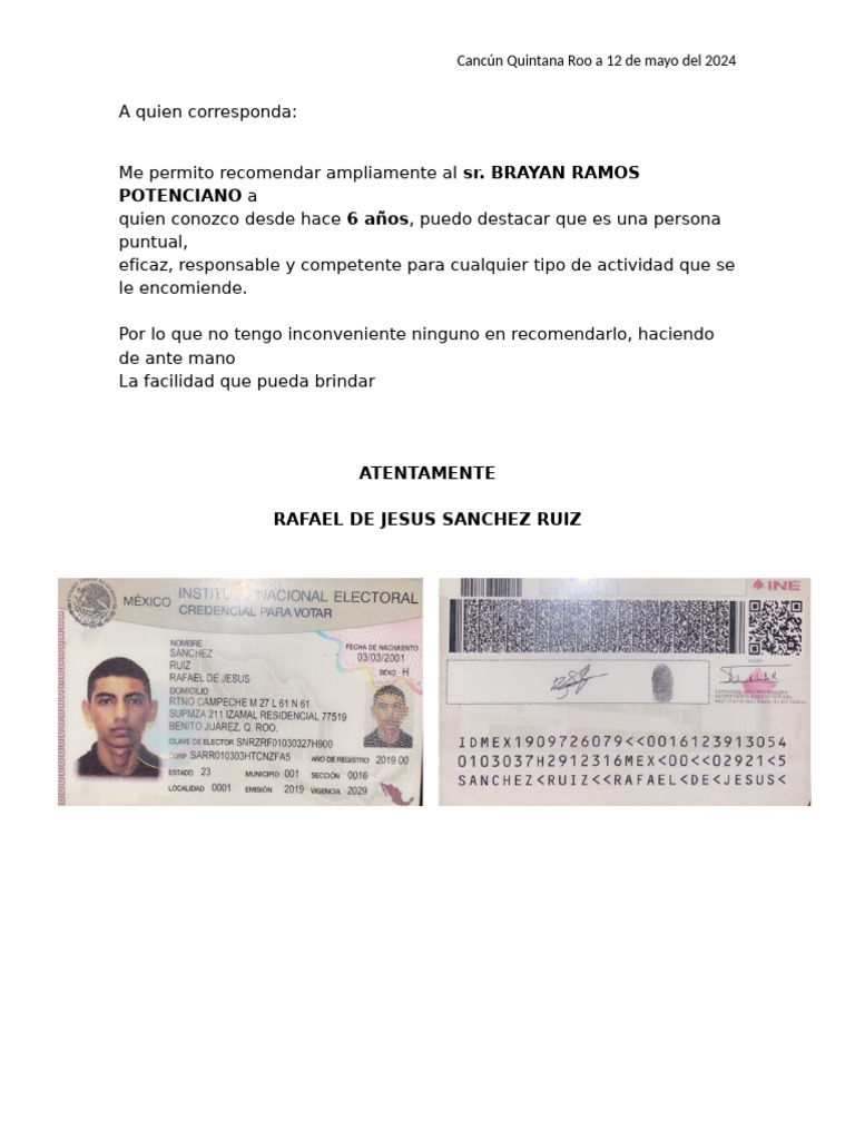 Crata de Recomendacion | PDF