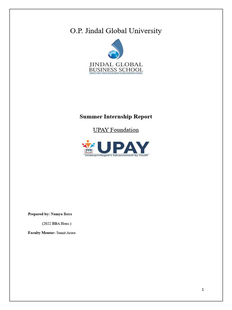 UPAY Foundation (Internship Report) | PDF