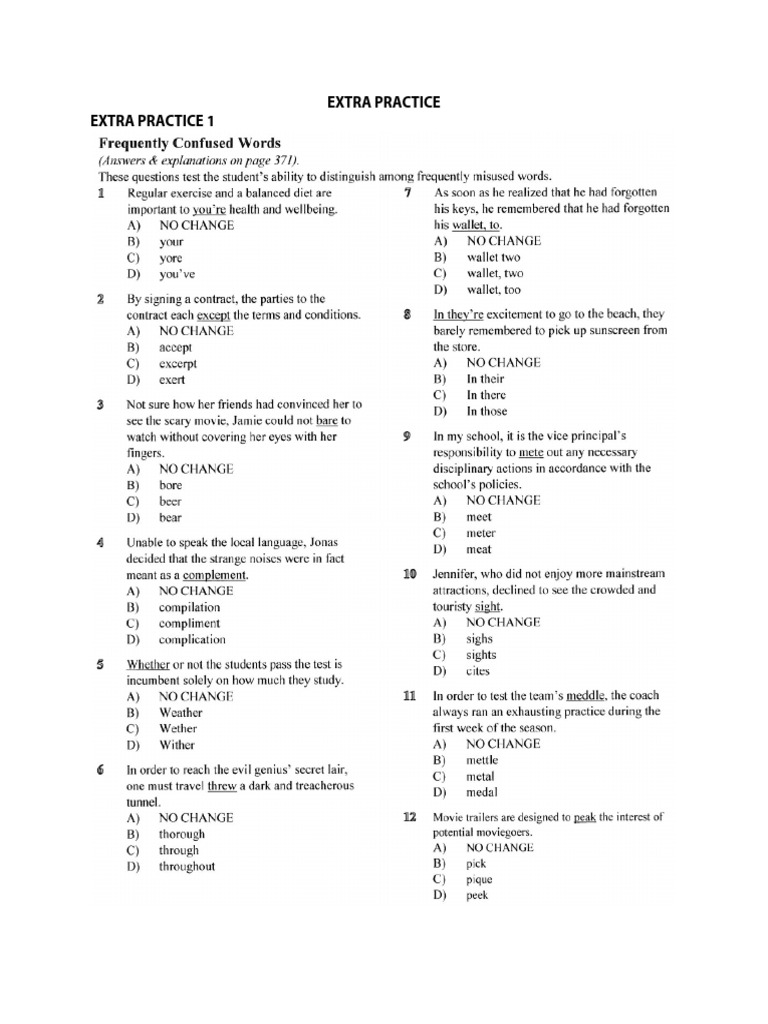 EXTRA PRACTICE For SAT | PDF
