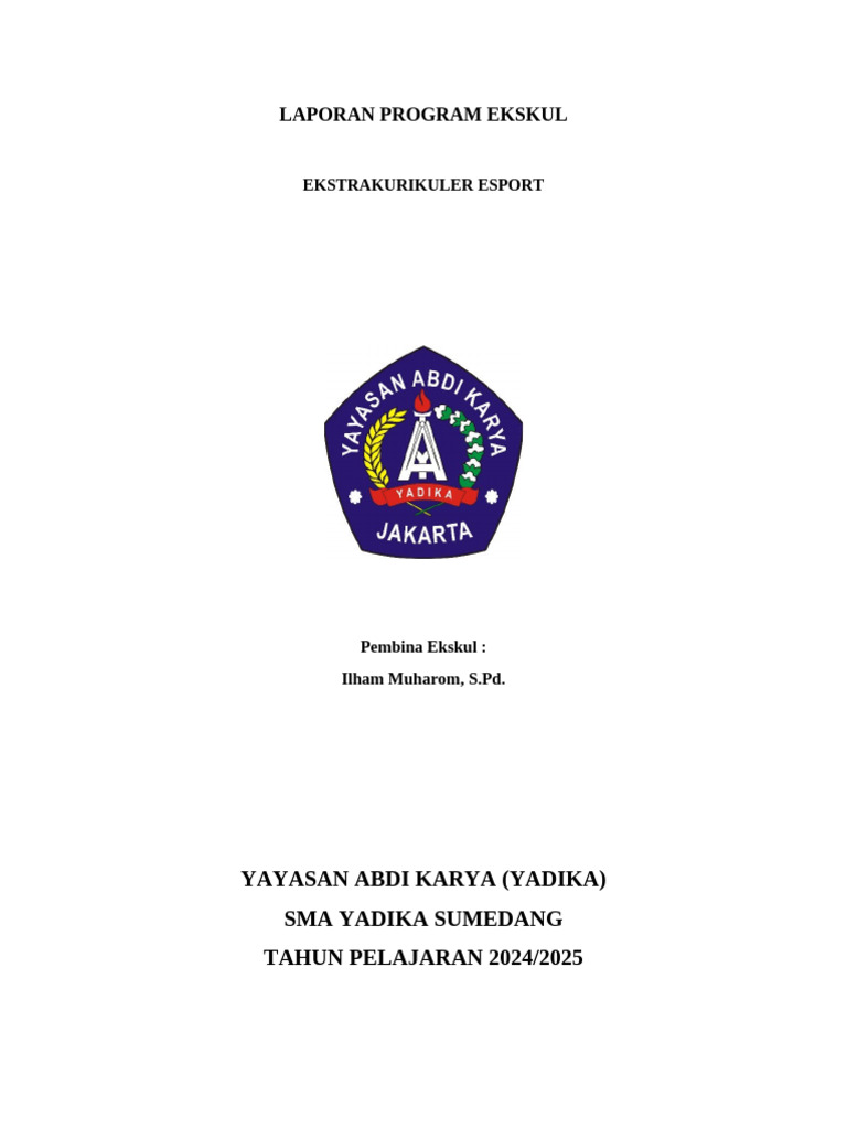 LAPORAN PROGRAM EKSKUL Esport | PDF