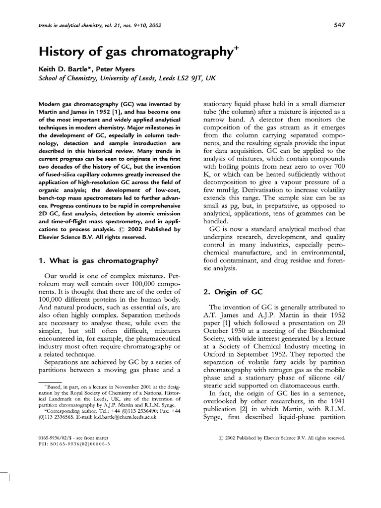 History of Gas Chromatography | PDF