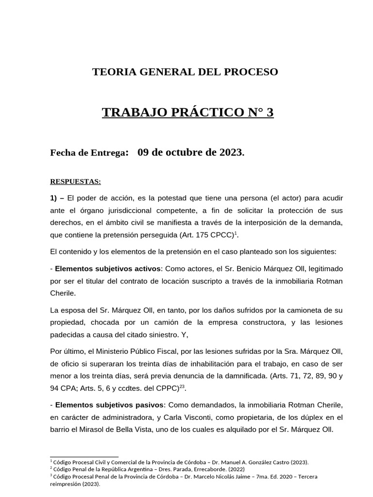 Trabajo Práctico #3 Teoria General Del Proceso | PDF