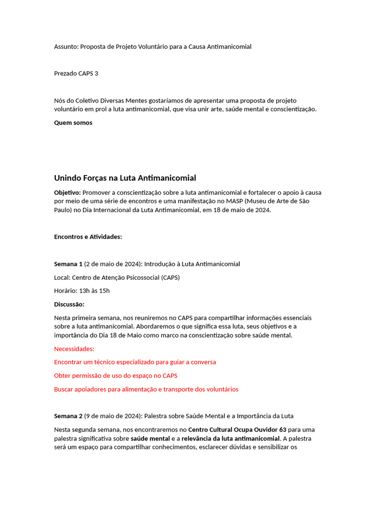 Projeto Sde Extensão Com o Caps e Ouvidor 6 | PDF