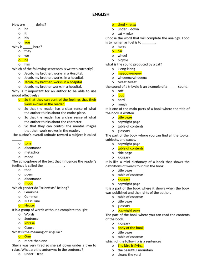 ENGLISH Reviewer | PDF