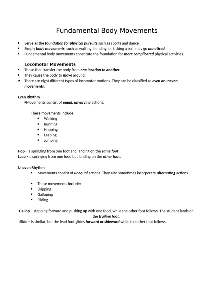 Fundamental Body Movements | PDF