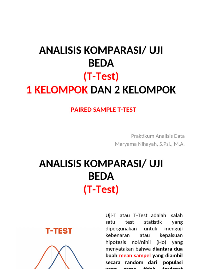 MATERI PPT Paired Sampe T Test | PDF
