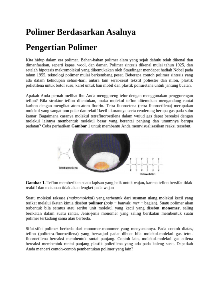 Polimer Berdasarkan Asalnya | PDF