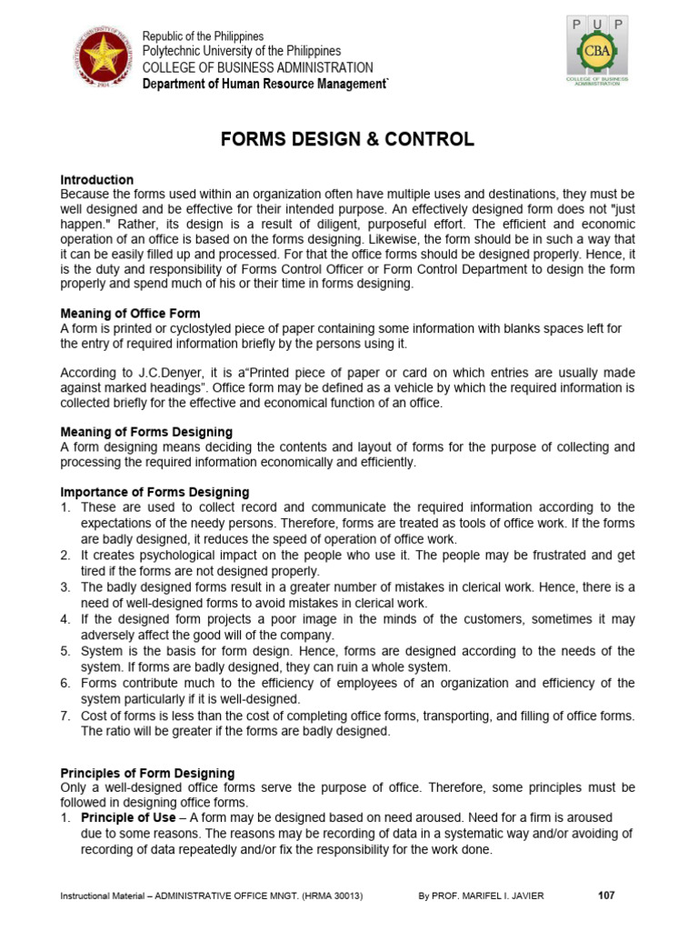 9 Forms Design and Control | PDF