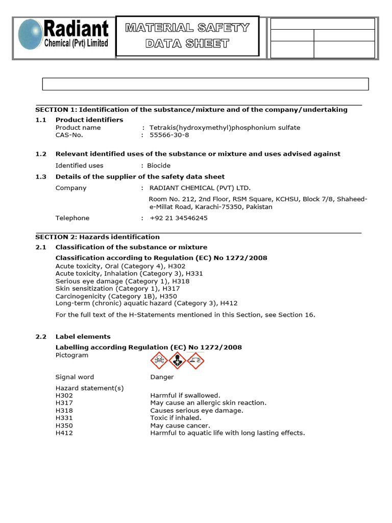 Update MSDS THPS | PDF