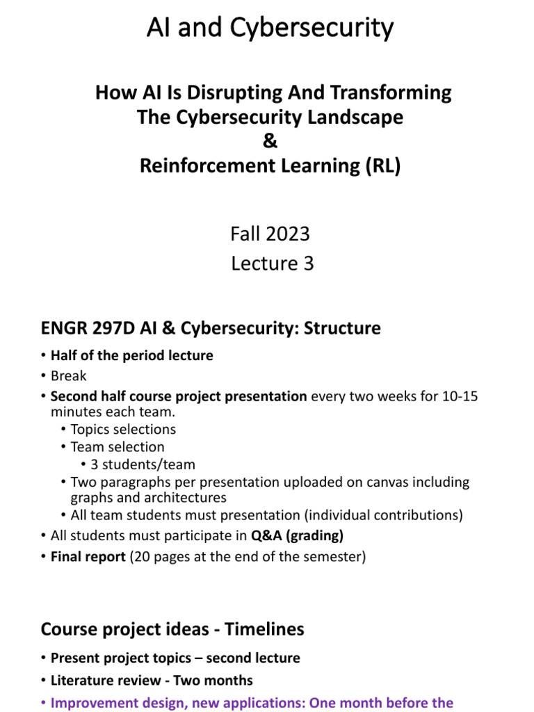 How Ai Is Disrupting And Transforming The Cybersecurity Landscape And Reinforcement Learning Pdf
