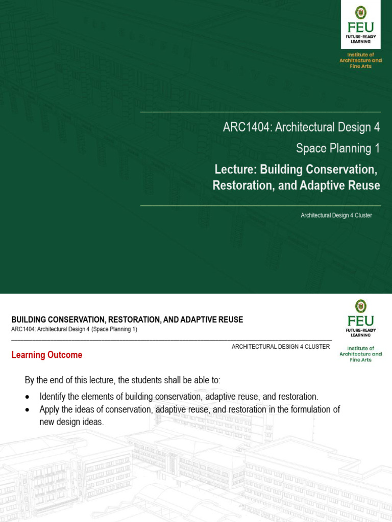 ARC1404 - Building Conservation Restoration Adaptive Reuse | PDF