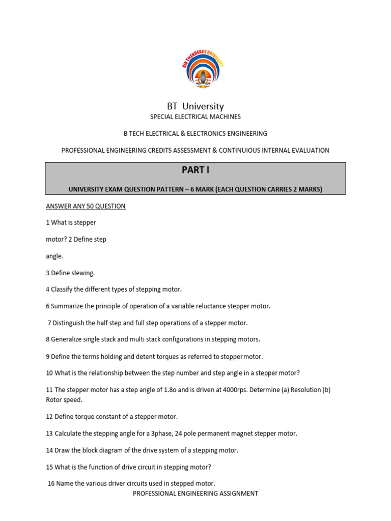 Special Electrical Machines Assignment - Program Elective Ii (Semester Vi) | PDF