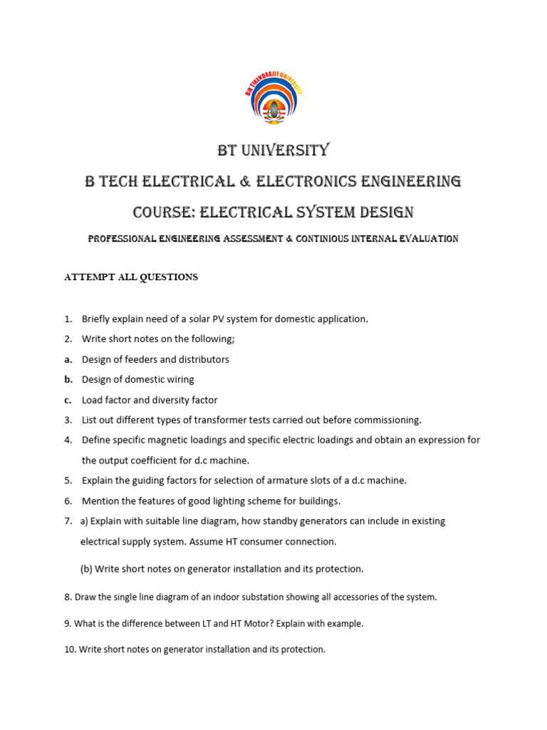 Electrical System Design | PDF
