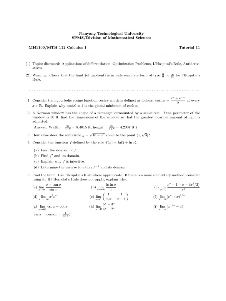 MH1100 Tut11 | PDF