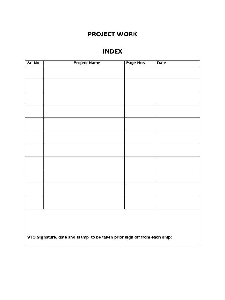 Project Work Index Page | PDF