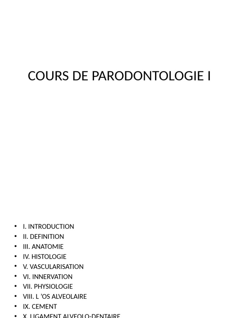 F. Cours de Parodontologie Niveau 2 | PDF