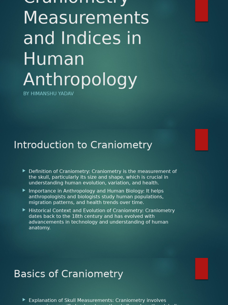 Craniometry Measurements and Indices in Human Anthropology | PDF