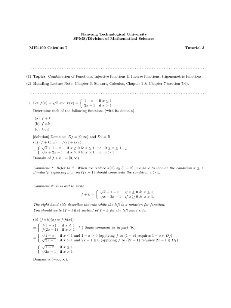 MH1100 Tut3 Soln | PDF