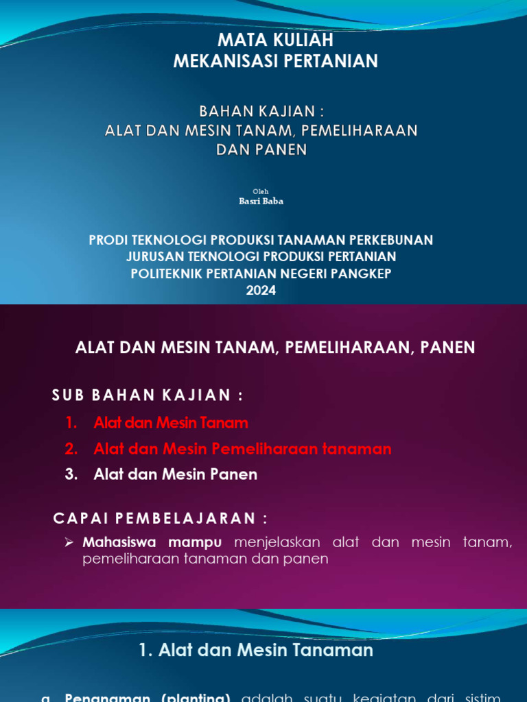 Modul 5 & 7 MK. Mekanisasi Pertanian | PDF