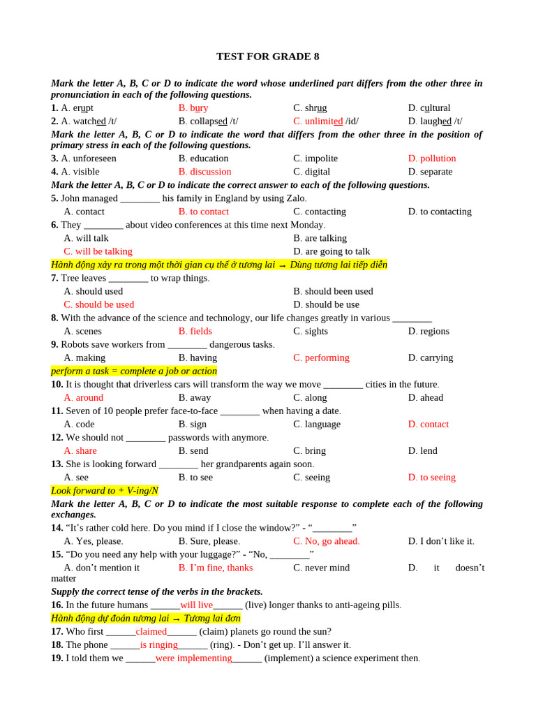 Test G8 Key Pdf