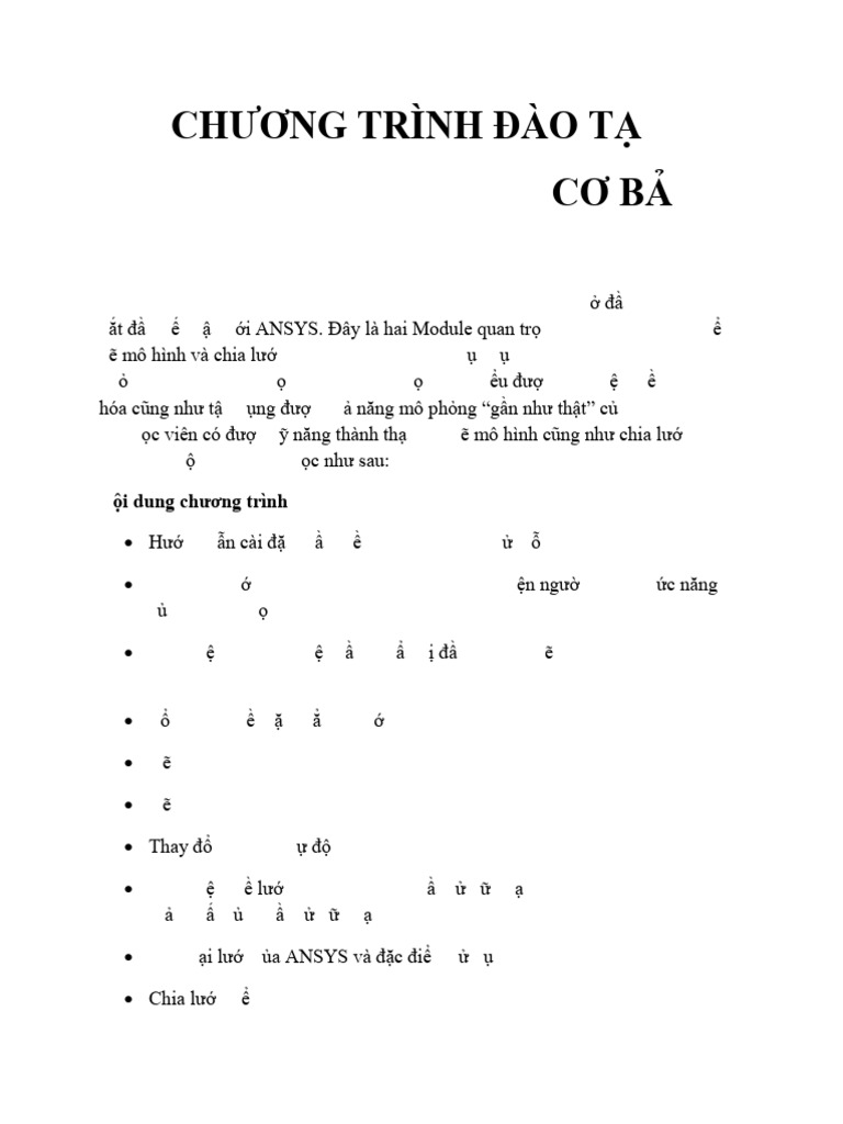 Chương Trình Đào T o Ansys Workbench Cơ B N | PDF