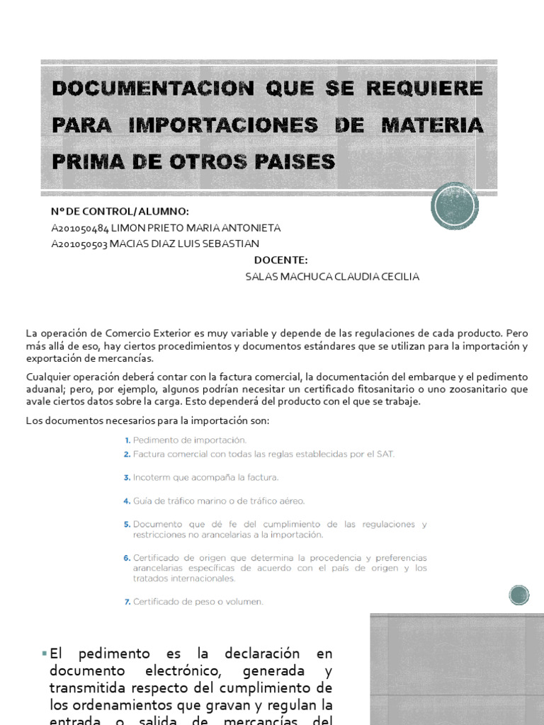 Documentacion Que Se Requiere para Importaciones de Materia | PDF