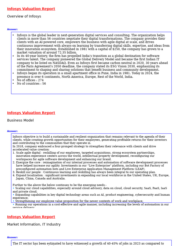 Valuation+Report PP Infosys Final V2 | PDF
