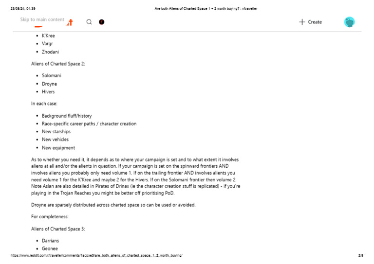 2are Both Aliens of Charted Space 1 + 2 Worth Buying - R - Traveller | PDF