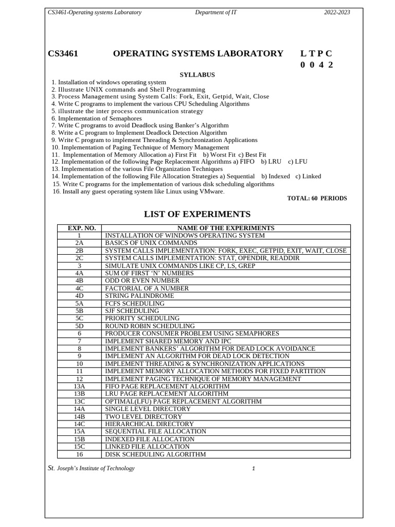 CS3461 Oslabmanual | PDF