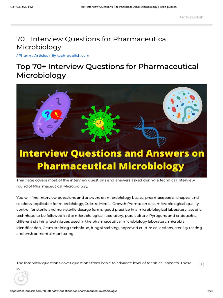 70+ Interview Questions For Pharmaceutical Microbiology - Tech-Publish ...