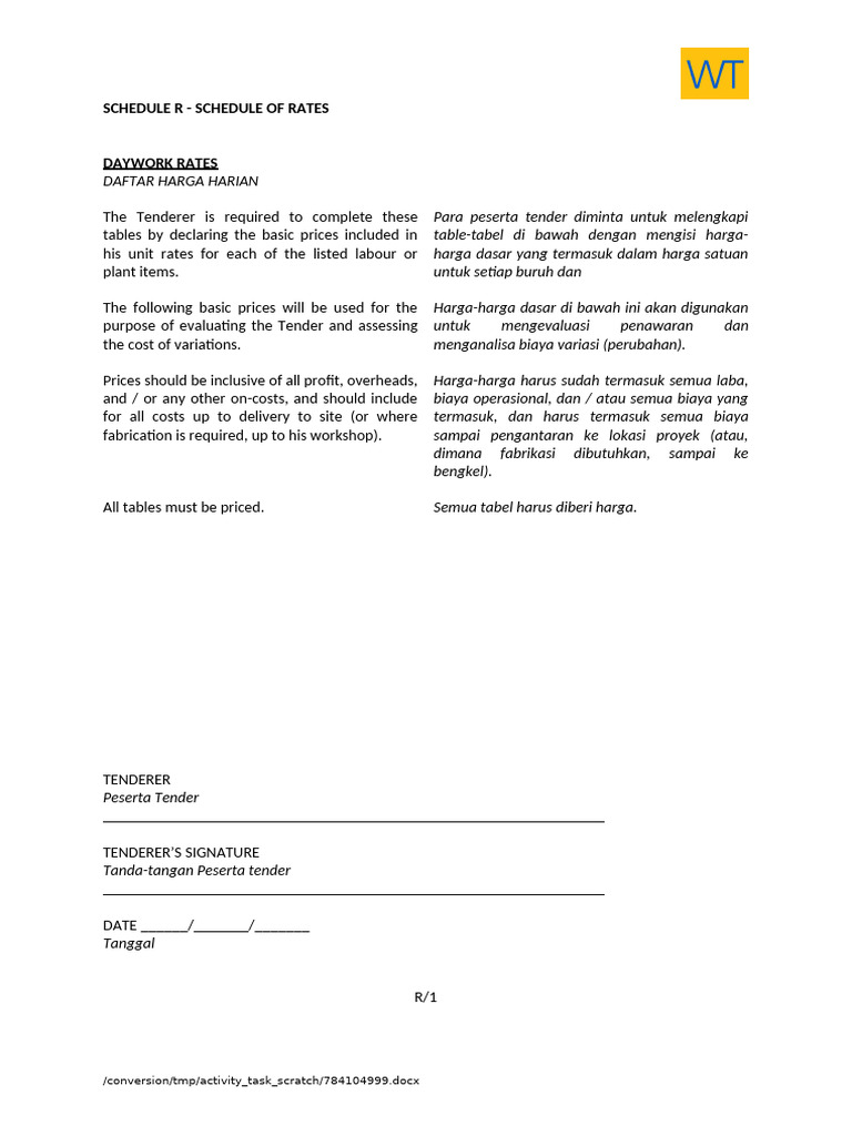 S5 - SCH R Schedule of Rates | PDF | Vehicles | Construction Equipment