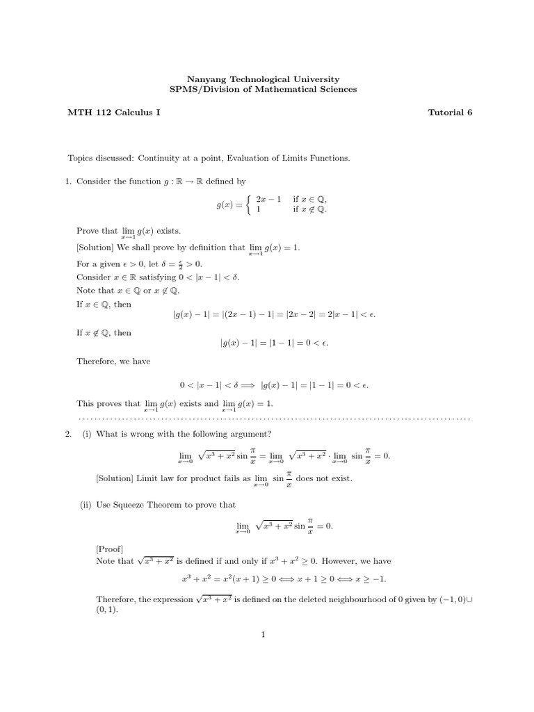 MH1100 Tut6 Soln | PDF