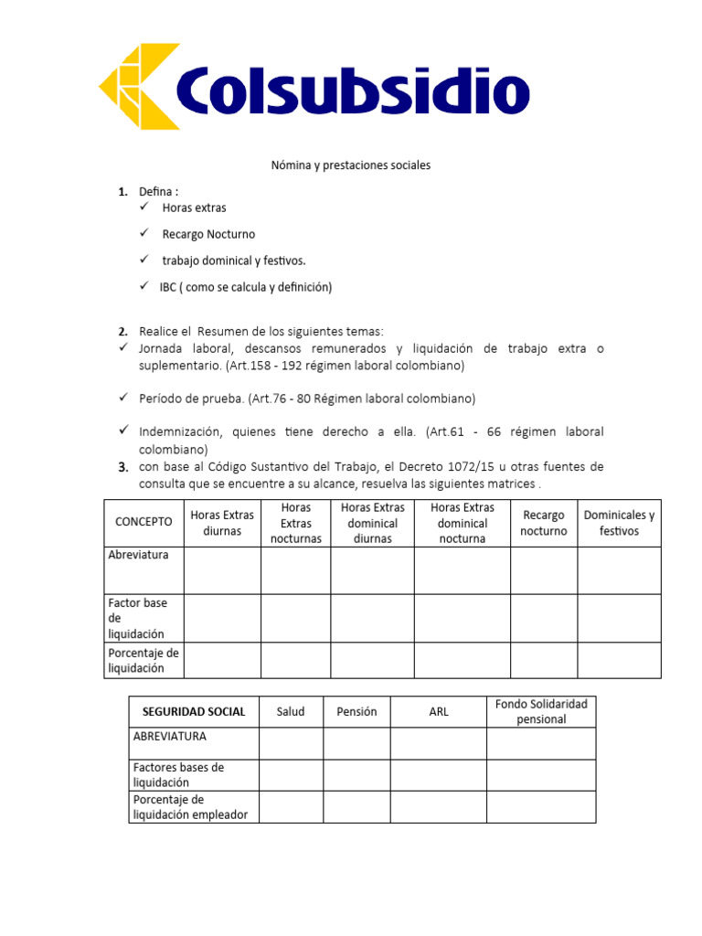Taller Conceptos Nomina 2 Fomato PDF | PDF