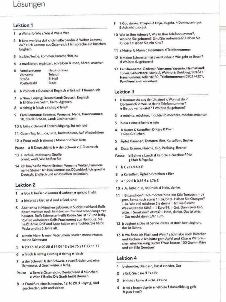 Schritte Plus Neu Intensivtrainer A1 Lösung Pdf