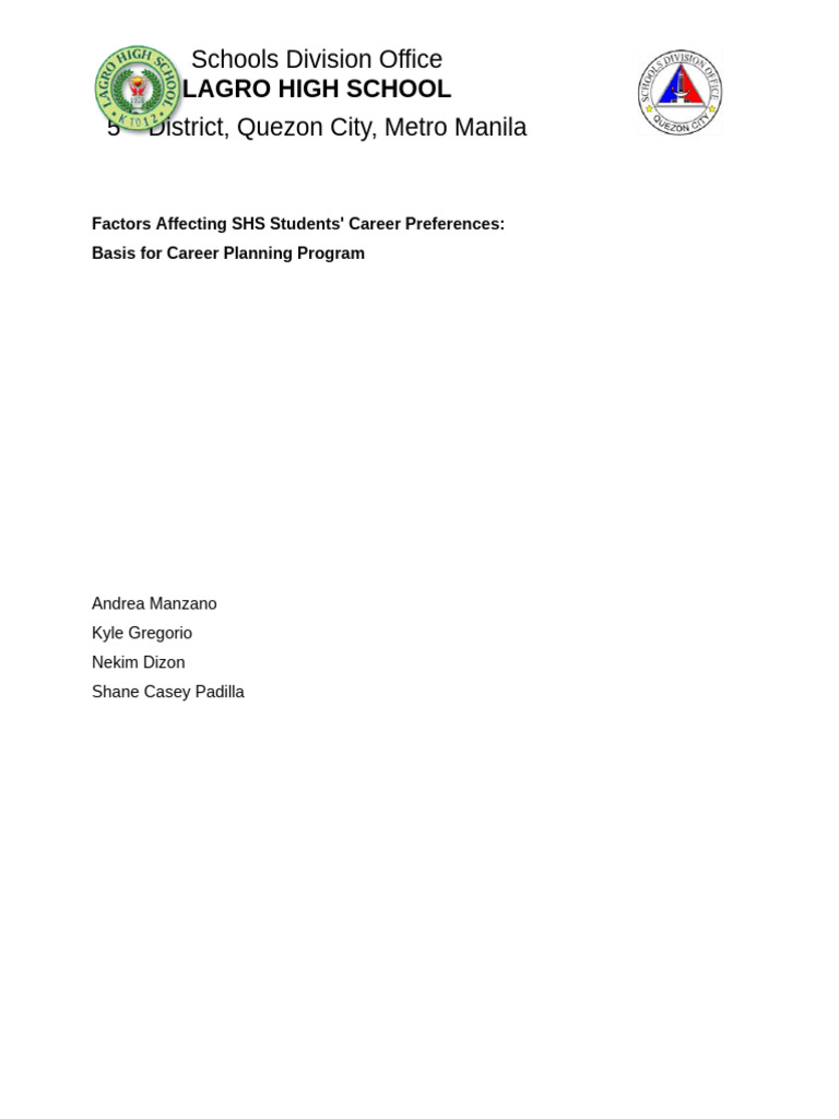 Factors Influencing SHS Career Choices | PDF | Motivation | Career & Growth