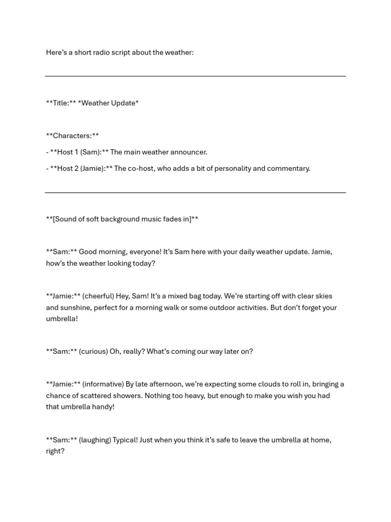 Radio Script Weather | PDF